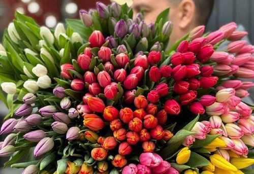 Букет цветов на 8 марта тюльпаны