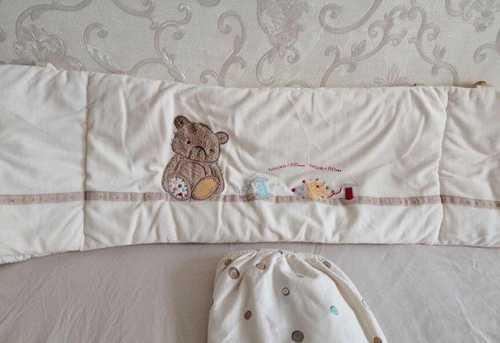 Бортик + простыня на резинке в детскую кроватку