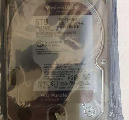 Жёсткий диск 6тб Western Digital WD64purz