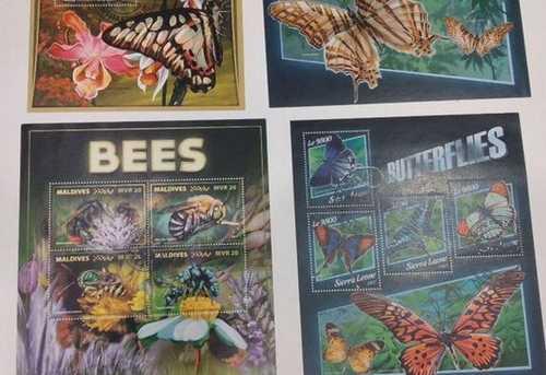 Почтовые марки мира,Бабочки