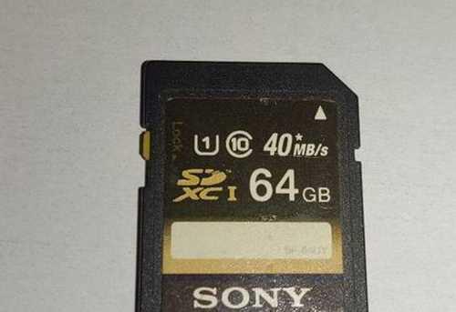 Карта памяти Sony sdxc 64 гб Class 10