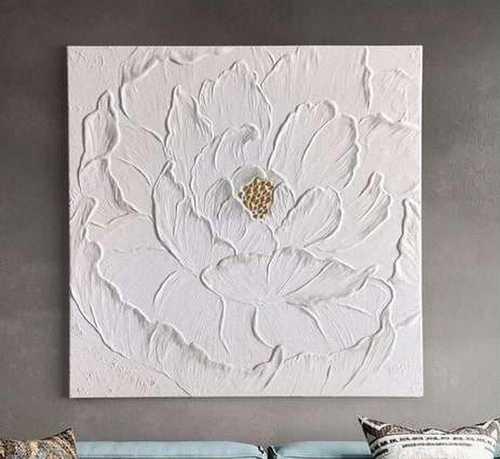 Картина маслом Белый цветок в объеме