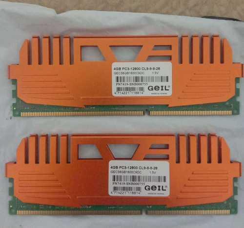 Оперативная память GeIL 8 гб (4 гб x 2 шт.) DDR3 1