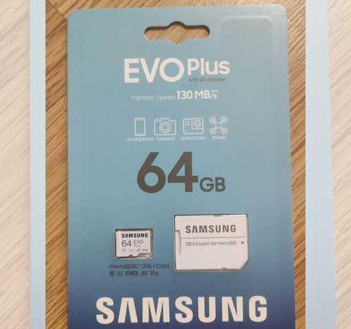 Карта памяти Samsung 64Gb Evo Plus