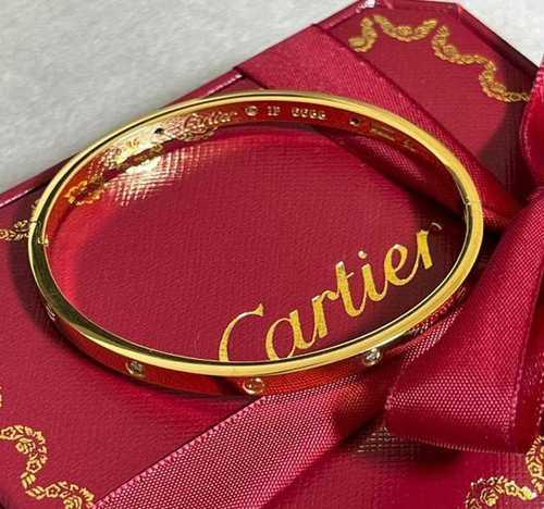 Браслет Cartier Love (тонкий, камни) Топ 2024