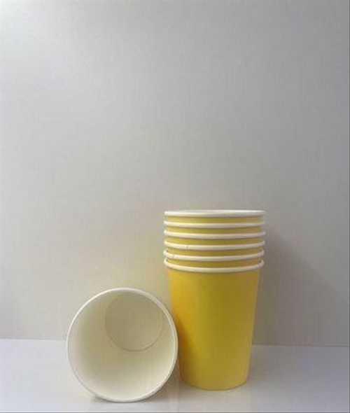 Бумажные стаканы для кофе 250 мл желтый