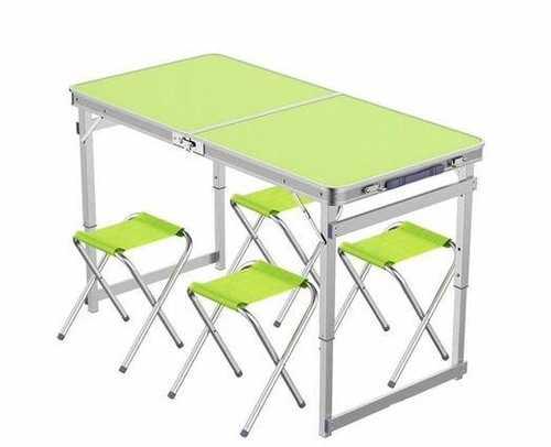 Стол Профиль Усиленны алюм. + 4 стула Зелёный