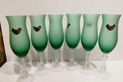 Бокалы набор 6шт цветное зеленое стекло Krisso