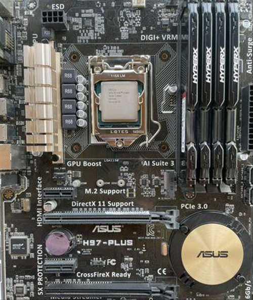 Материнская плата Asus h-97 plus + 4460 + 16 gb