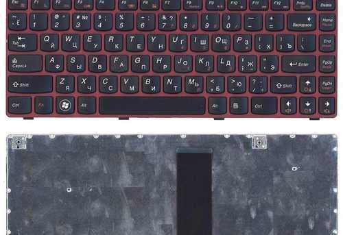 Клавиатура для Lenovo V380 черная с красной рамкой