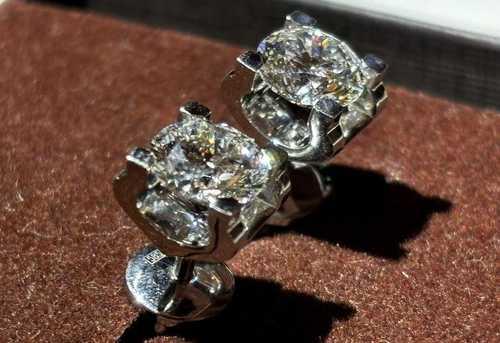 Золотые серьги с бриллиантами 2.0 ct