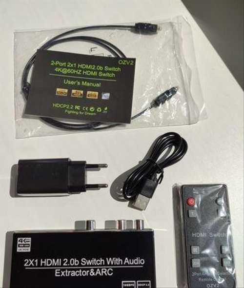 Разветвитель аудиосигнала hdmi 2,0, 4K, spdif, HDR