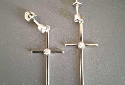 Серебряные серьги-кресты
