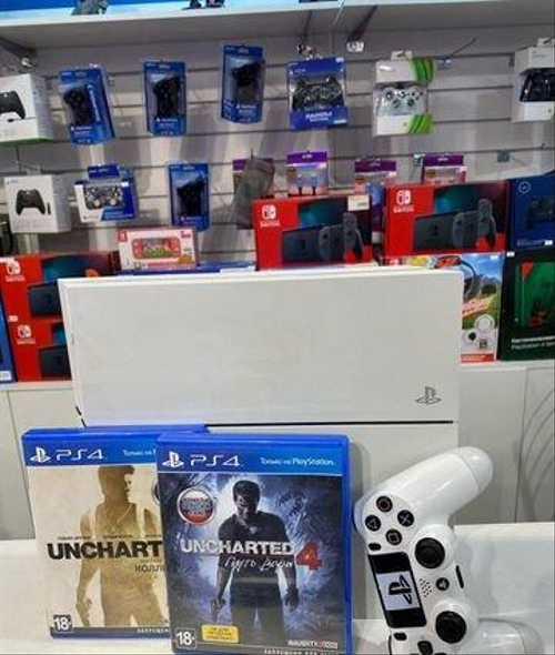 Sony Playstation 4 Fat White + Uncharted 1-4