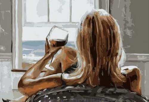 Картина по номерам 40x50 Дама с бокалом вина