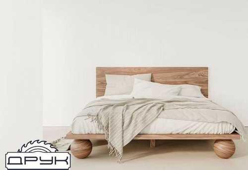 Дизайнерская двуспальная кровать из массива дуба