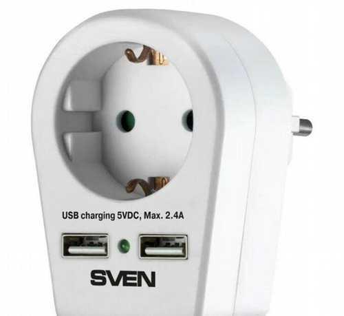 Сетевой фильтр sven SF-S1U, 1 евро розетка, 2 USB