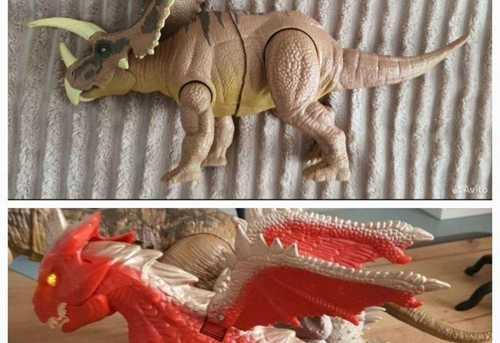 Jurassic world Mattel пентацератопс и дракон