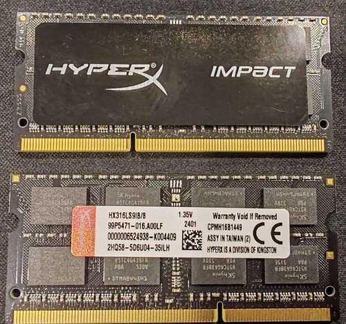 Оперативная память Kingston HyperX DDR3L 8GB 1600