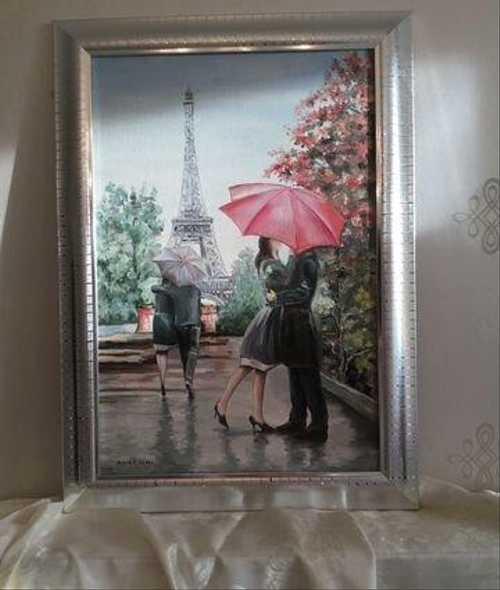 Картины маслом холст «Зонтик в Париже»