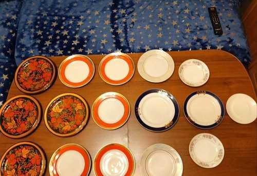Посуда тарелки разные 16 штук, все на фотографии
