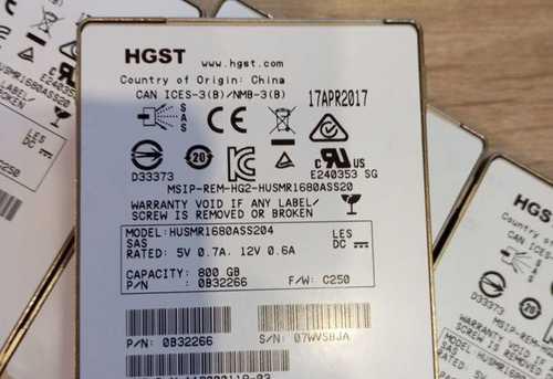 Серверные SAS SSD hgts 12g 800Gb husmr1680ASS204
