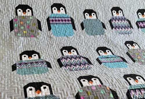 Детское одеяло новое лоскутное стеганое пингвины