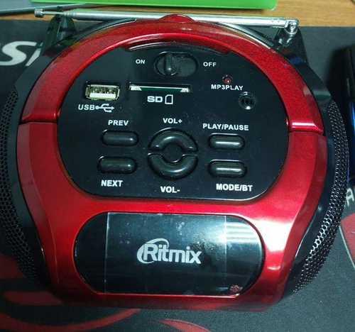 Магнитола ritmix RBB-100BT red