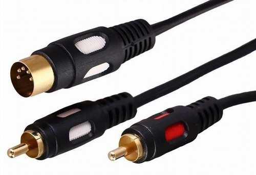 Шнур кабель DIN 5PIN Plug - 2 RCA Plug 1.5m Gold