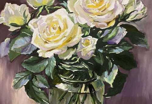Букет белых роз,картина белые розы