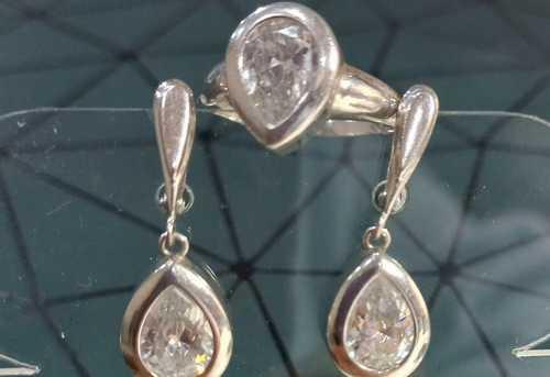 Серебрянный комплект, с фианитами
