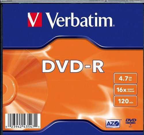 Диск Verbatim DVD-R 4.7Gb 16x Slim case