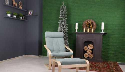 Кресло + банкетка поэнг IKEA (бирюзовое, береза)
