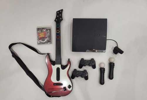 Sony PS3 прошитая 2 джойстика, 2 PS Move, гитара