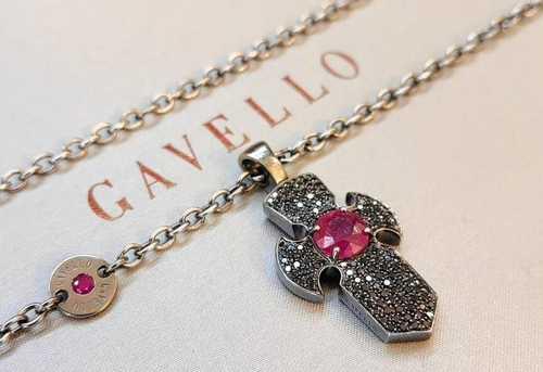 Gavello золотая подвеска с бриллиантами и рубином