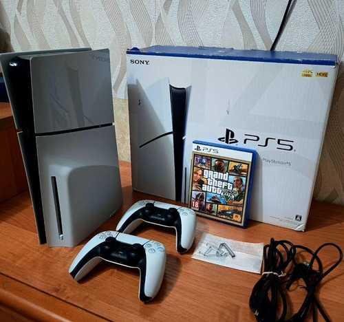 Sony PlayStation 5 Slim, 1000 ГБ, 2 геймпада