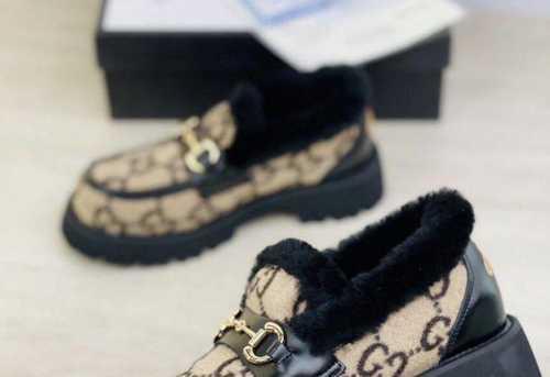 Ботинки лоферы женские ugg зимнее gucci
