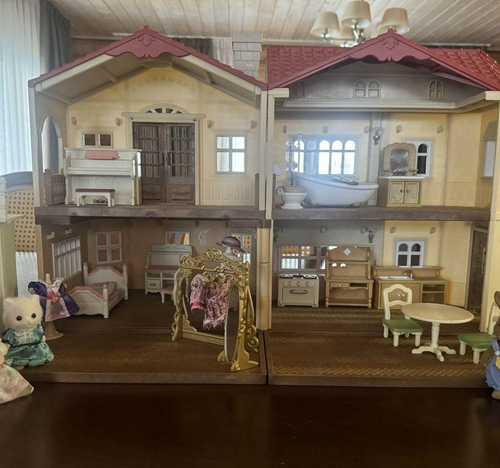 Большой дом sylvanian families с мебелью