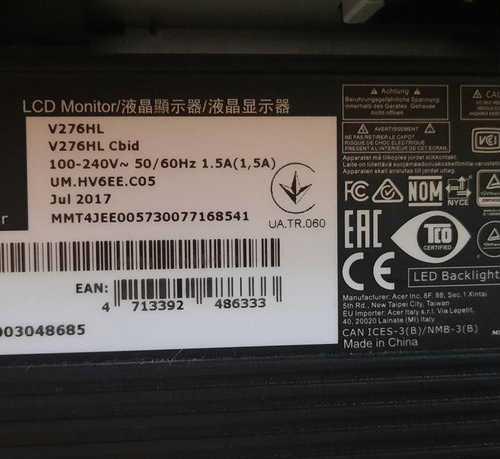 Монитор Acer v276hl