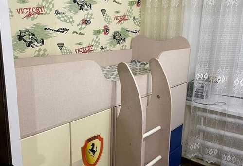 Детская кровать чердак с шкафом