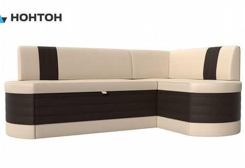 Кухонный диван угловой Токио экокожа бежевый / кор