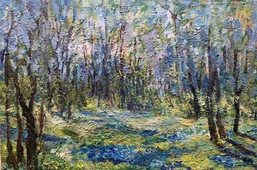 Картина маслом на холсте пейзаж «Весенний лес»