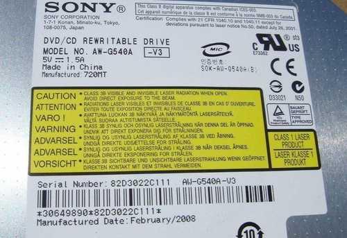 DVD-RW Sony NEC Optiarc AW-G540A Black ноутбук IDE
