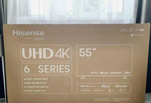 Новый смарт телевизор Hisense 55"(140cm) 4K
