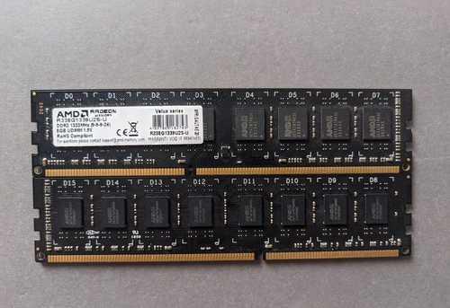 AMD DDR3 16Gb (2x8гб) двухранговые