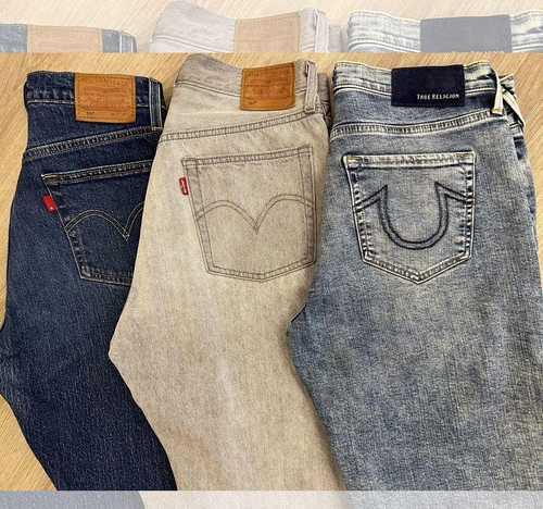 Джинсы женские Levi's 501 W/L28, True Religion W29