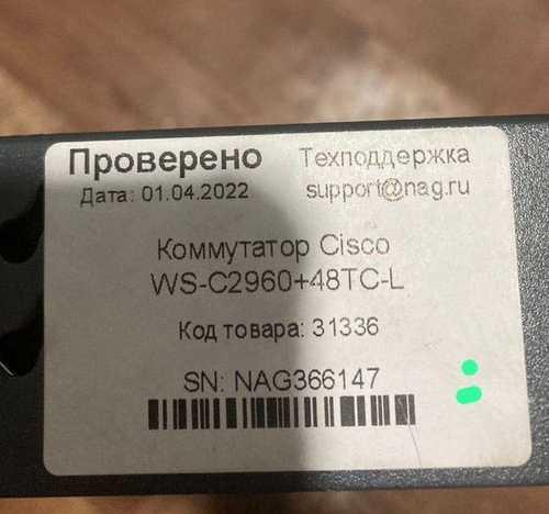 Коммутатор cisco ws-c2960+48tc-l