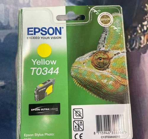 Картридж Epson T0344 Yellow желтый оригинальный St