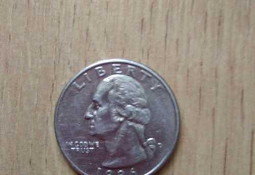 Монета Liberty Quarter Dollar 1996, перевертыш