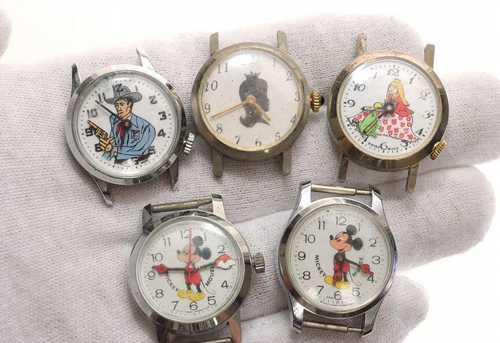 5шт) Часы Mickey Mouse Механика Винтаж (в Ремонт